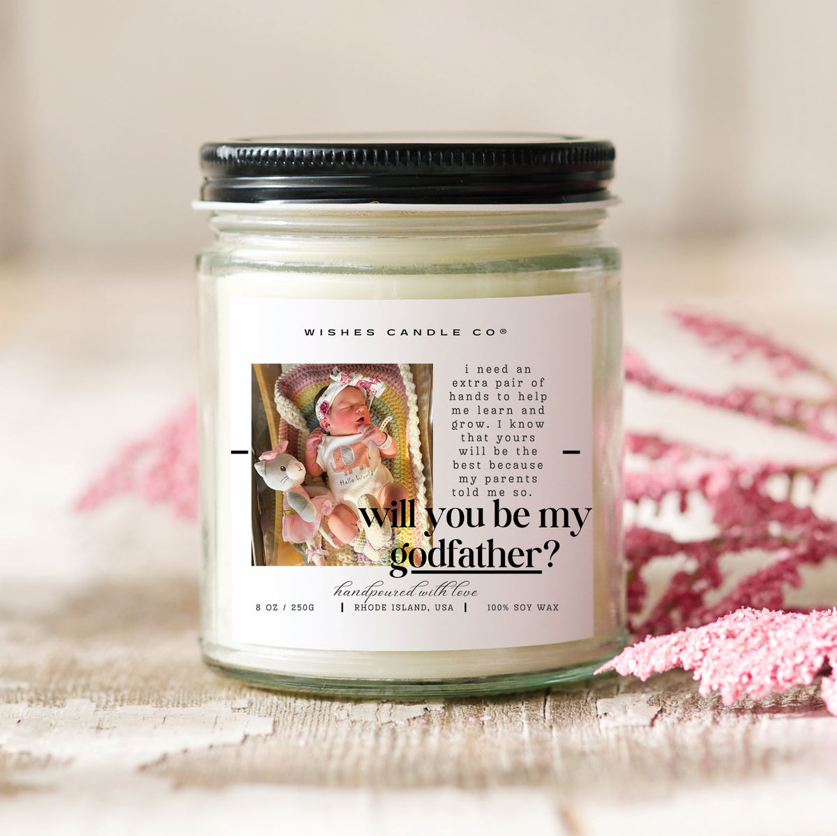 Extra Pair of Hands Godfather Custom Photo Soy Candle – Wishes Candle Co